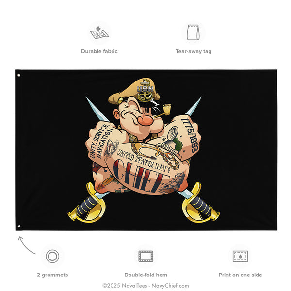 "CPO Popeye Tattoos" Flag | 55" x 34" – NavyChief.com