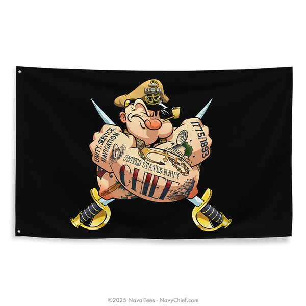 "CPO Popeye Tattoos" Flag | 55" x 34" – NavyChief.com