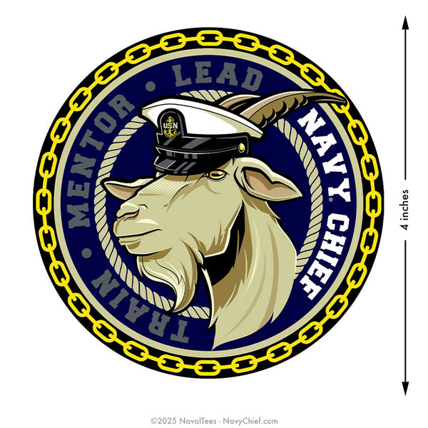 "Train Mentor Lead - Male Goat" | 4 inch Vinyl Decal – NavyChief.com
