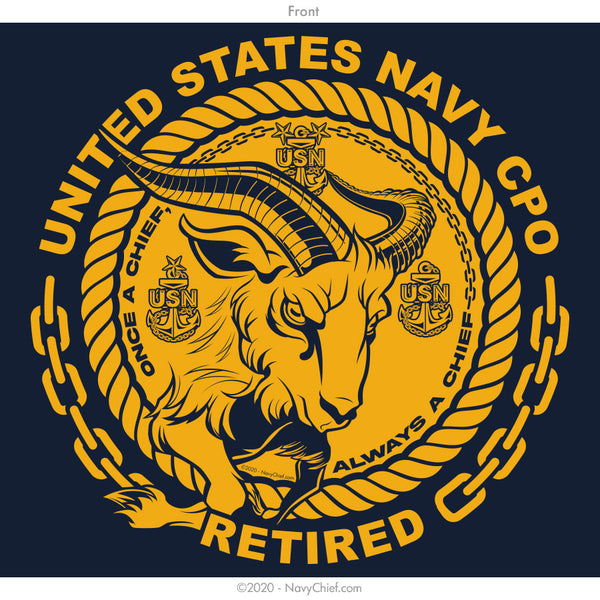 "CPO Retired" Crewneck Sweatshirt - Navy – NavyChief.com